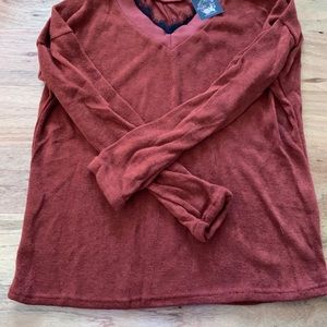 Sweaters | Rust Colored Sweater With Black Lace Detail | Poshmark